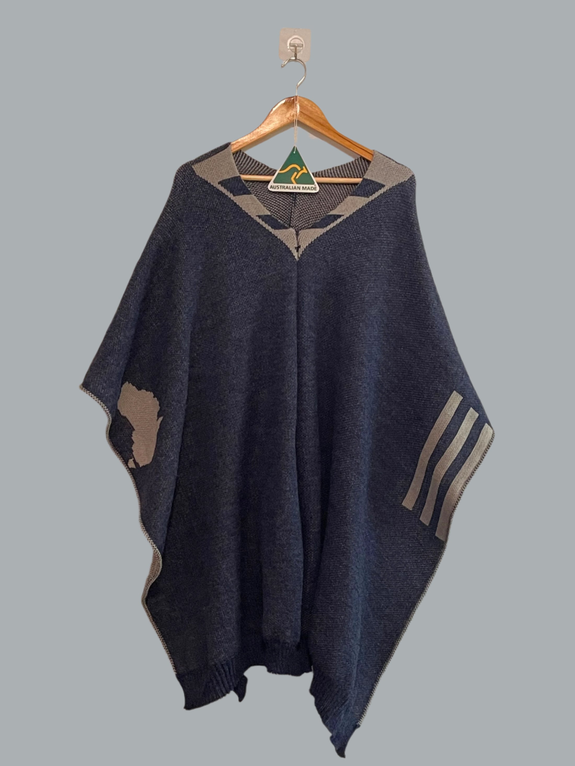 Australian Alpaca Unisex Thick Poncho Byron Bay Design Blue – Alpaca ...
