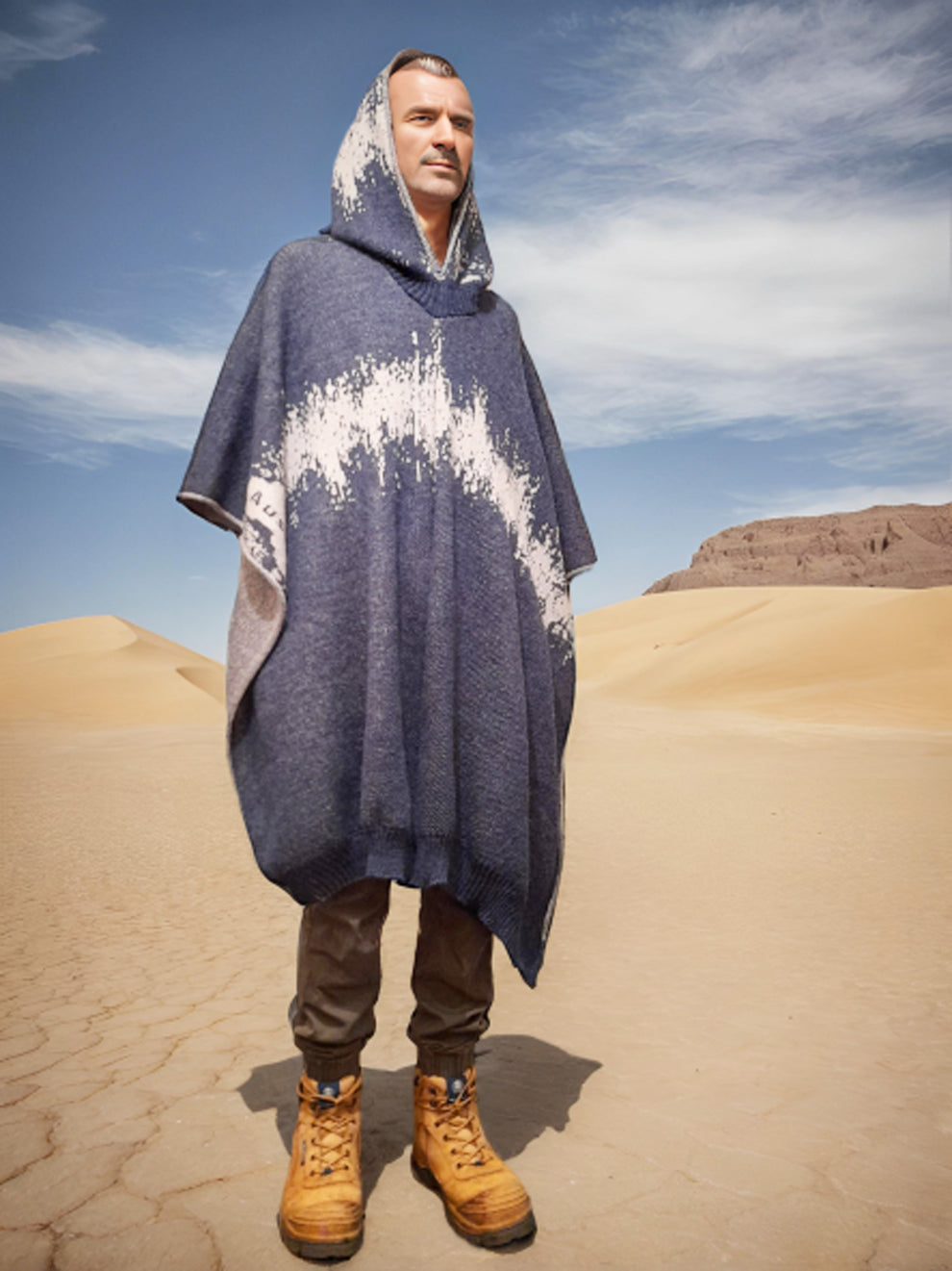 Australian Alpaca Thick Poncho Hooded, Disruption Blue – Alpaca Shop ...