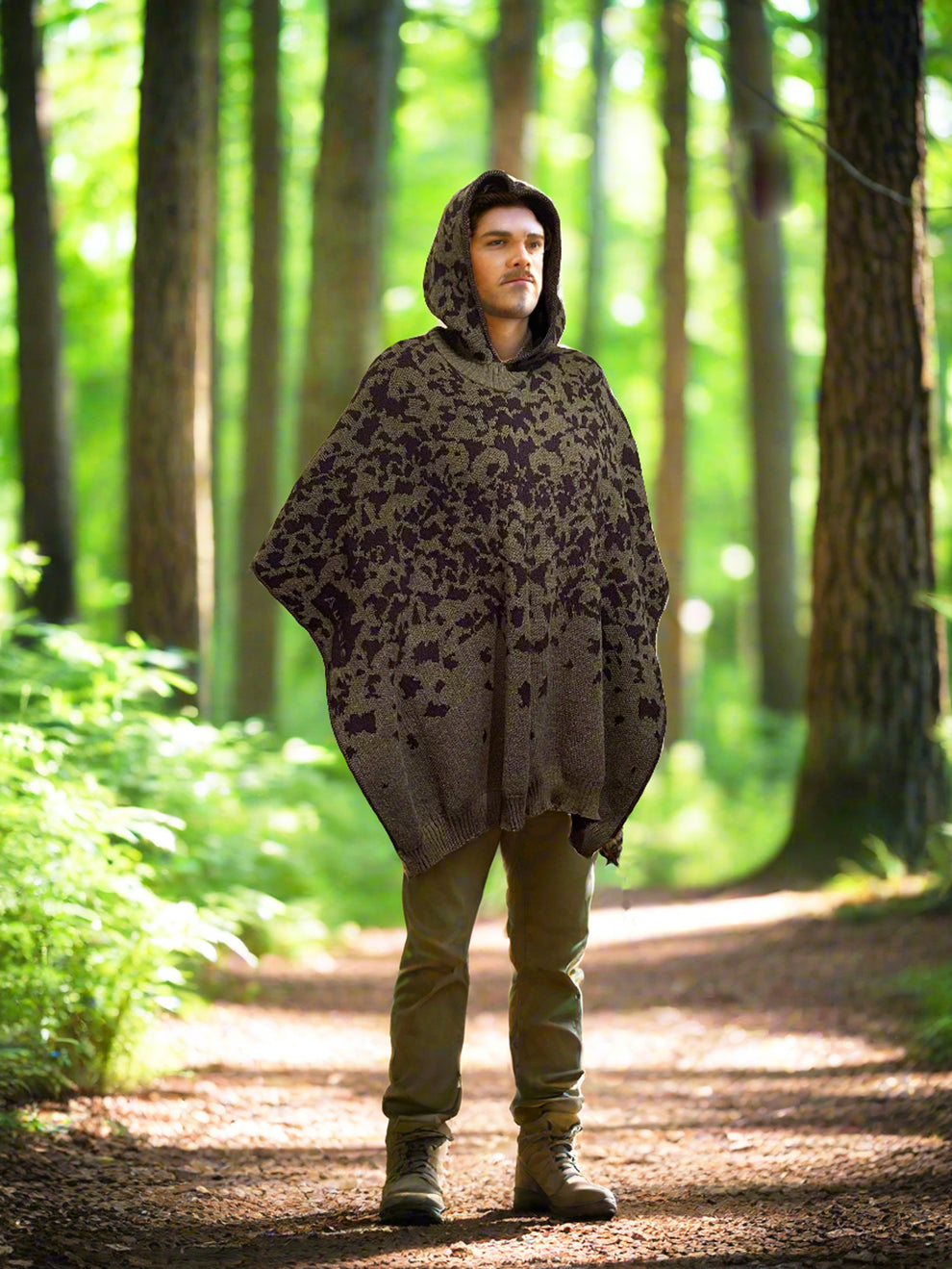 Australian Alpaca Thick Poncho Hooded, CAMO Green – Alpaca Shop Australia